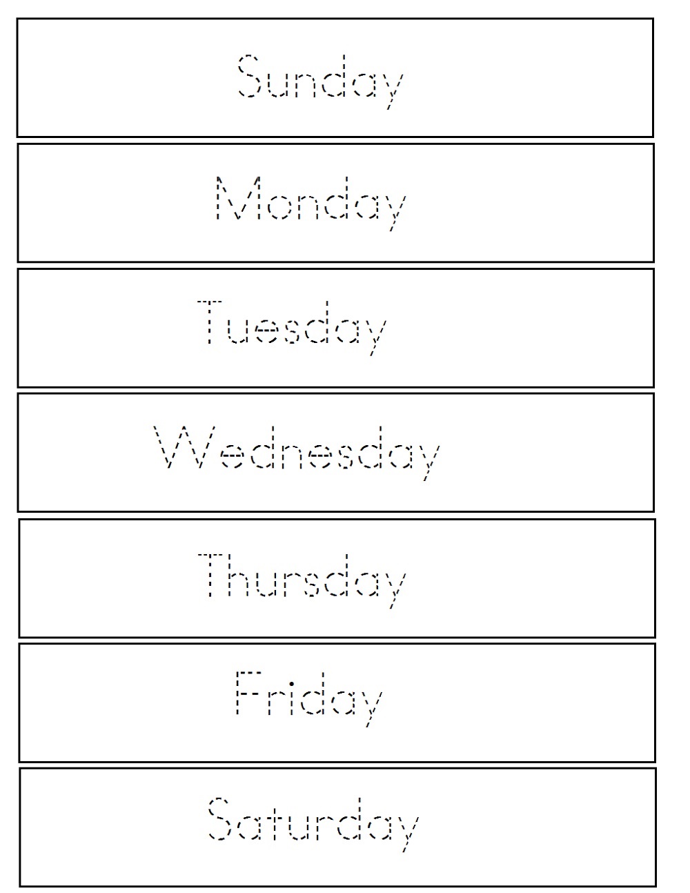 Trace Days Of The Week Worksheet Trace Days Of The Week Worksheet