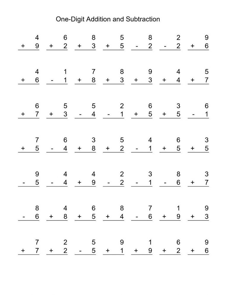Additions and Subtraction Worksheets Free Printable | Learning Printable