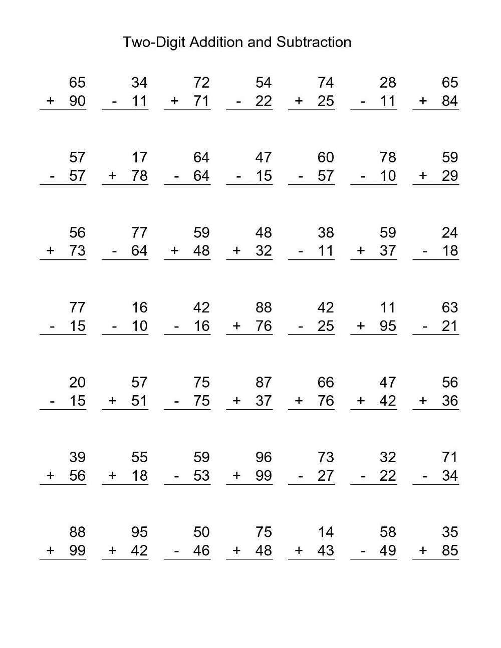 Additions And Subtraction Worksheets Free Printable Learning Printable Additions And Subtraction Worksheets Free Printable Learning Printable