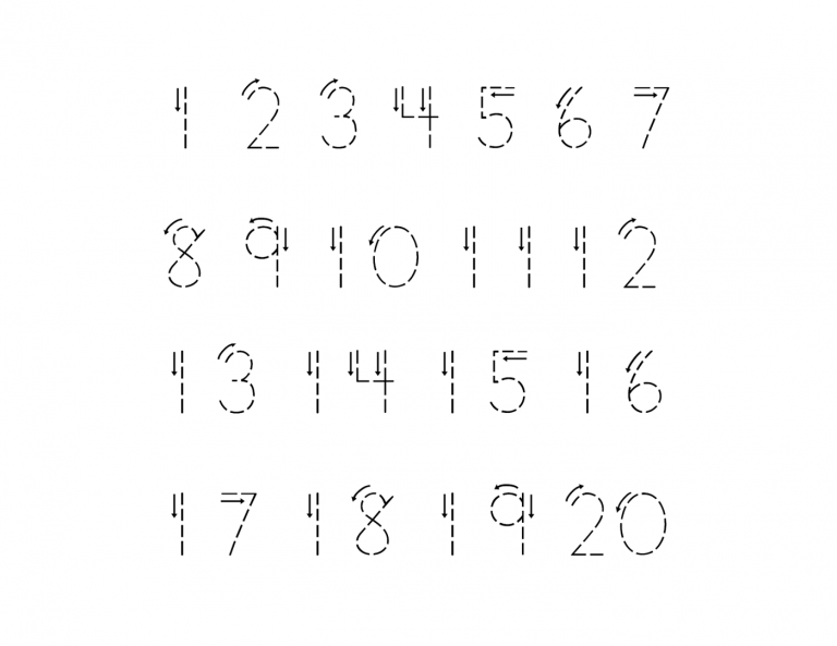 1-20 Number Tracing | Learning Printable