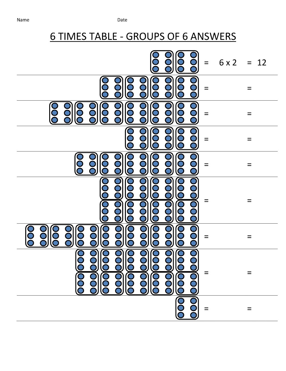 6 Times Table Sheet | Learning Printable