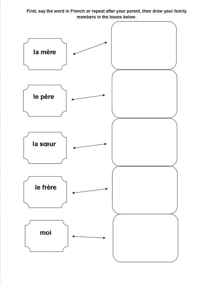 Printable French Worksheets Grade 1 | Learning Printable