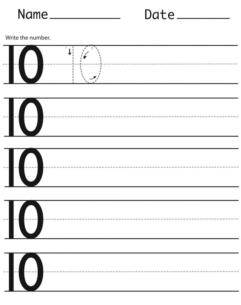 Preschool Number 10 Worksheets | Learning Printable