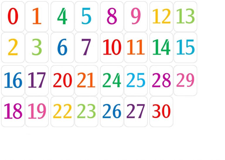 Numbers 1-30 for Kids | Learning Printable