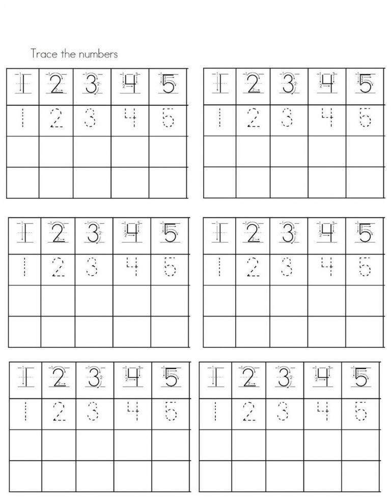 Numbers 1-5 Traceable | Learning Printable