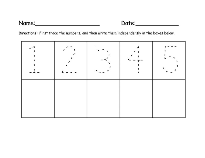 Numbers 1-5 Traceable | Learning Printable
