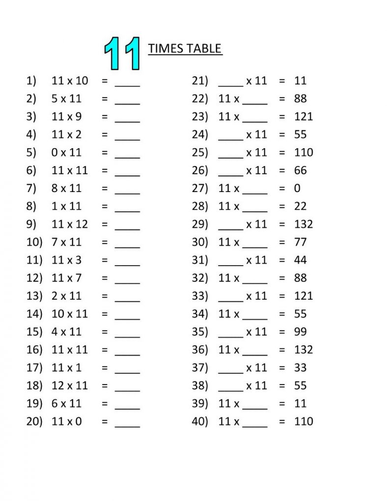 Times Table Exercise Basic | Learning Printable