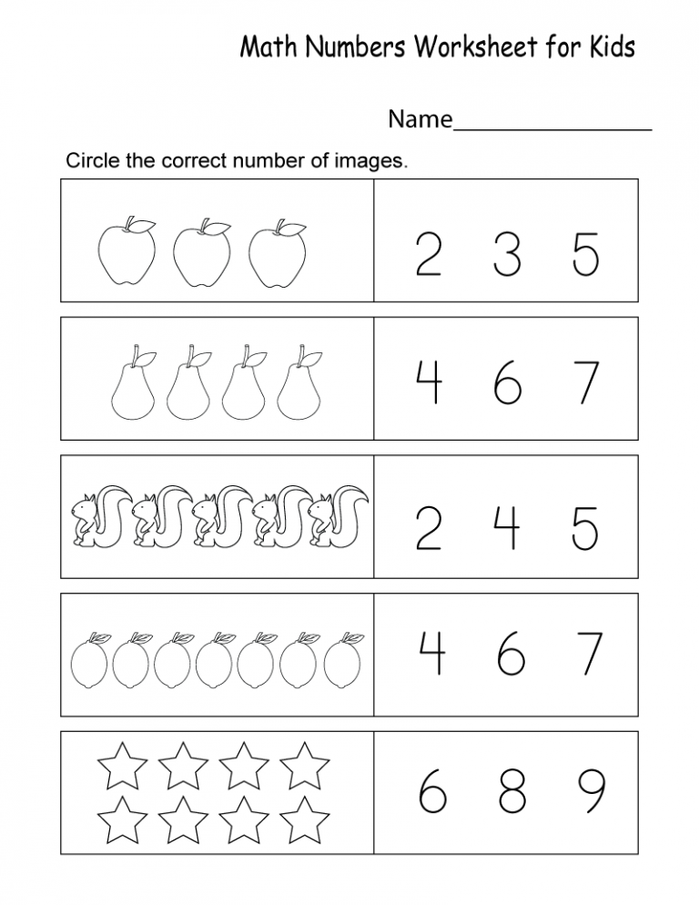 Numbers Worksheets for Children | Learning Printable