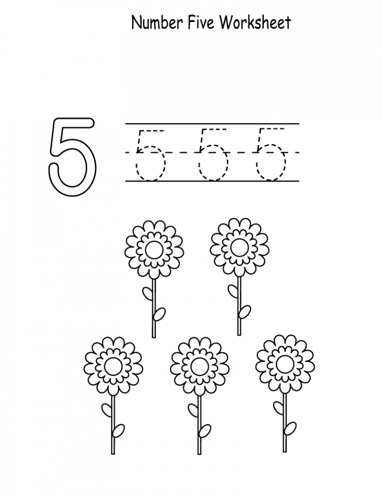 Number 5 Worksheet for Kindergarten | Learning Printable