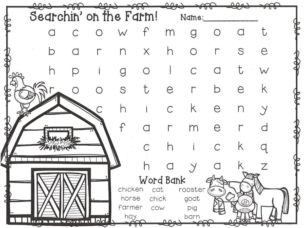 Farm Animal Word Search Activity | Learning Printable Farm Animal Word ...
