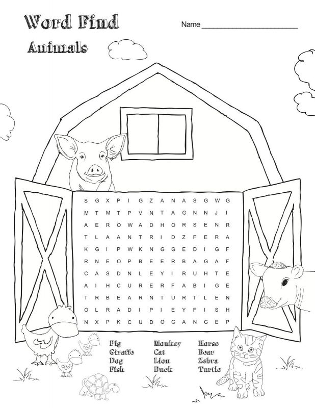 Farm Animal Word Search Activity | Learning Printable Farm Animal Word ...