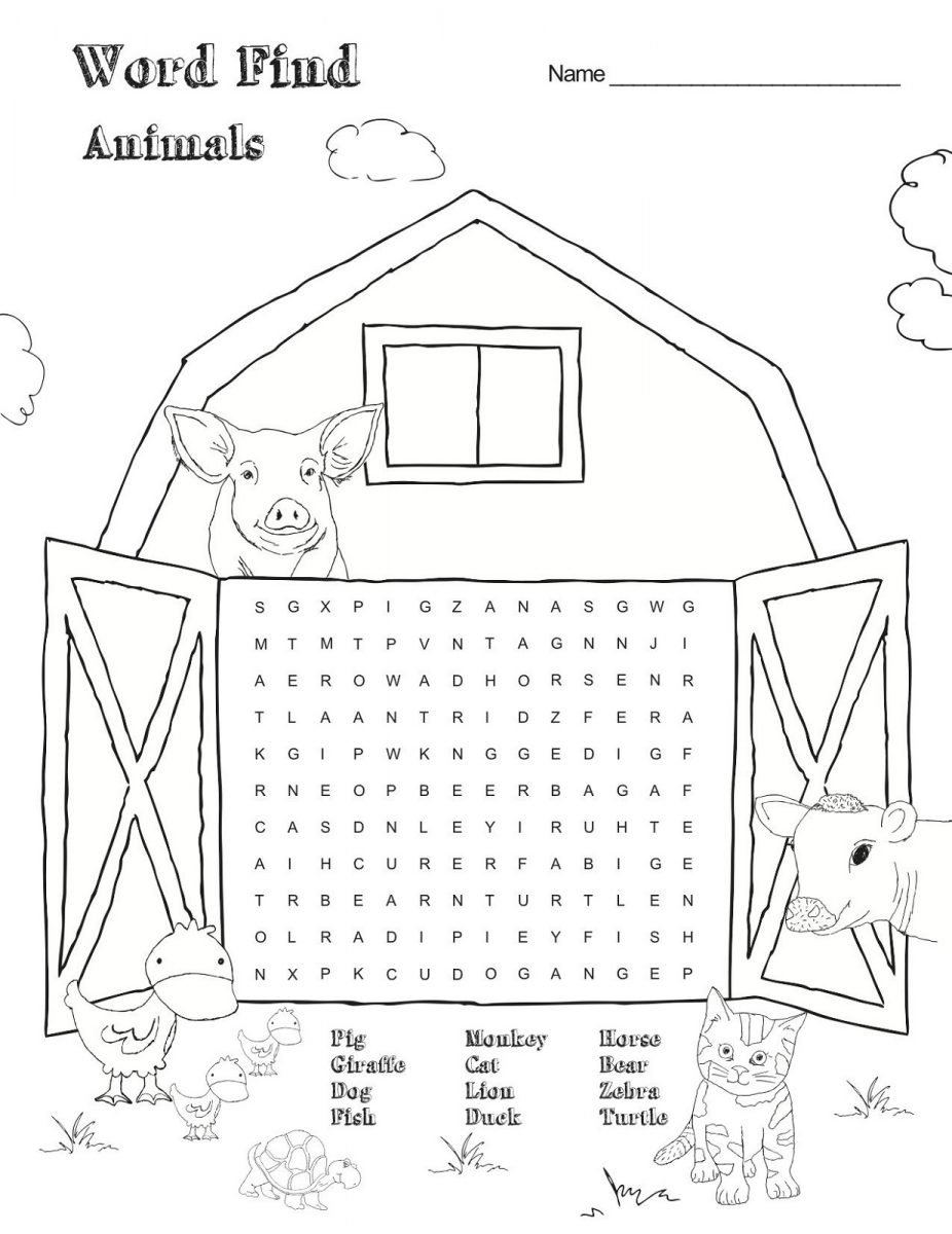 Farm Animal Word Search Activity | Learning Printable Farm Animal Word ...