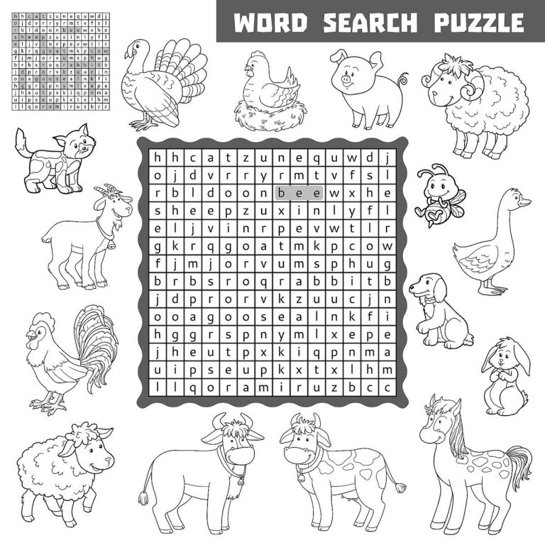 Farm Animal Word Search for Kids | Learning Printable Farm Animal Word ...
