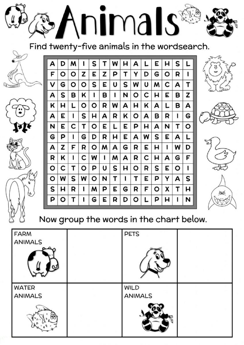 Farm Animal Word Search for Kids | Learning Printable Farm Animal Word ...
