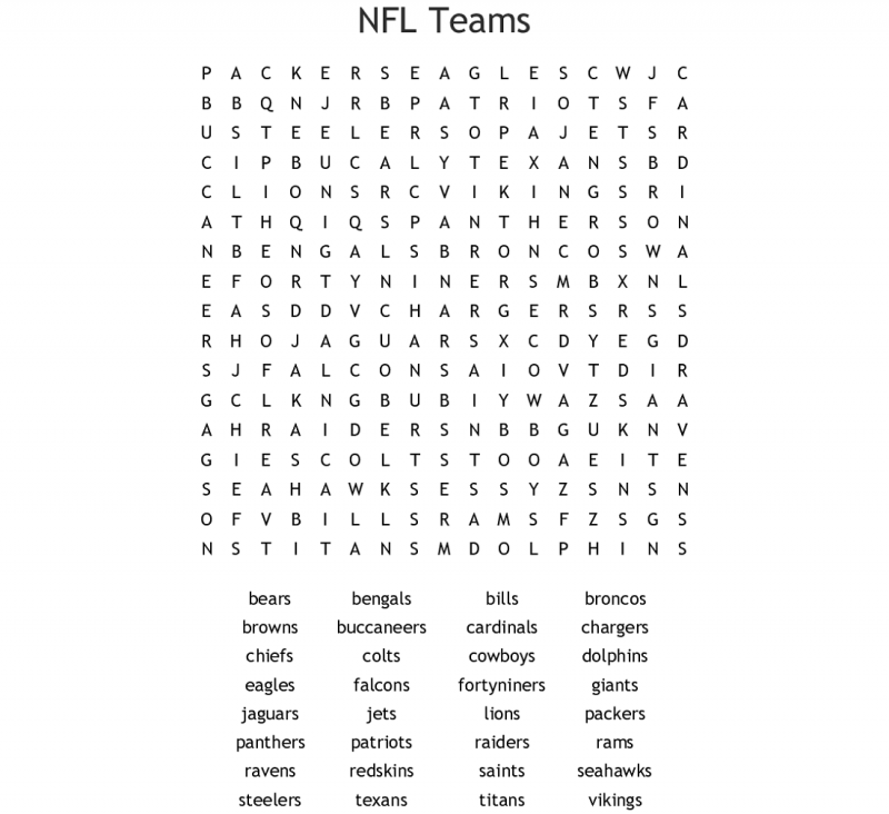 NFL Word Search for Fun | Learning Printable NFL Word Search for Fun