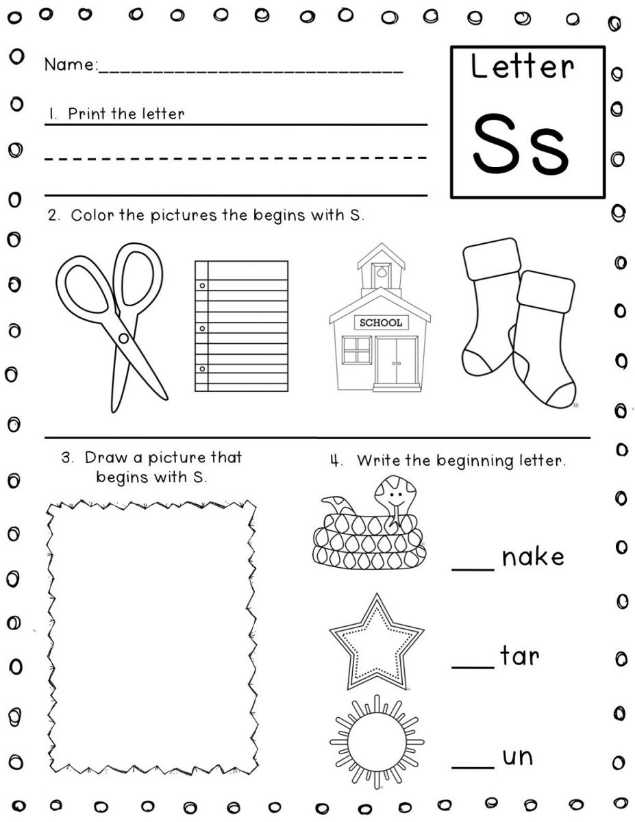 Letter S Worksheet Activity for Kindergarten | Learning Printable ...