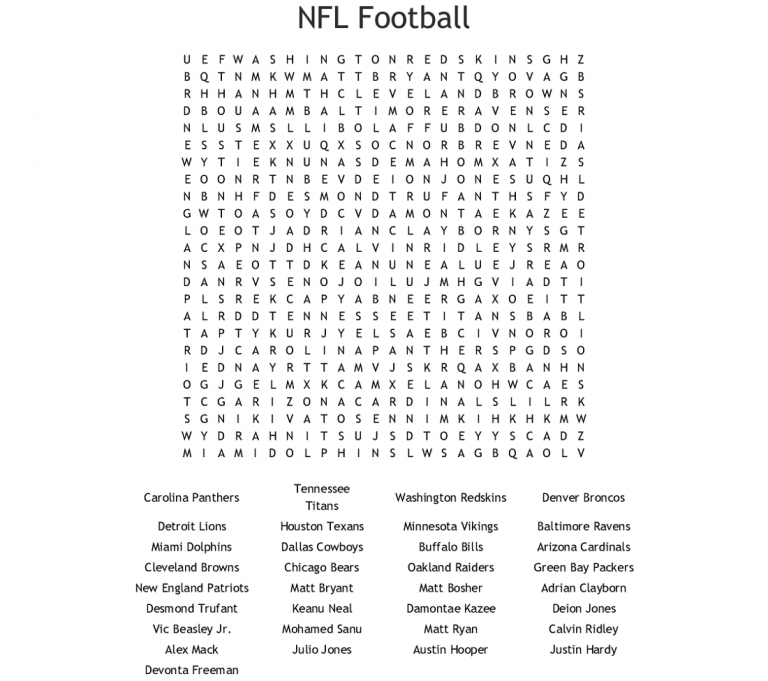 NFL Word Search for Fun | Learning Printable NFL Word Search for Fun