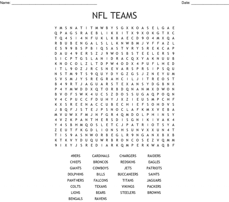 NFL Word Search for Fun | Learning Printable NFL Word Search for Fun