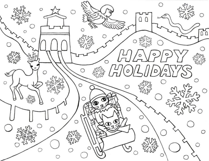 Free Festive Holiday Coloring Pages to Print for Kids | Learning ...
