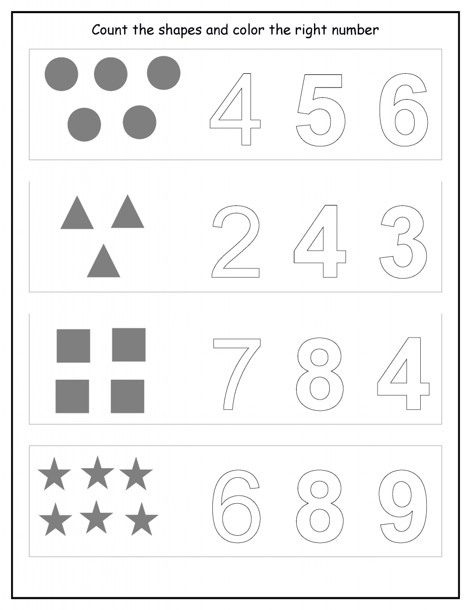 Matching Numbers and Shapes Worksheets | Learning Printable Matching ...