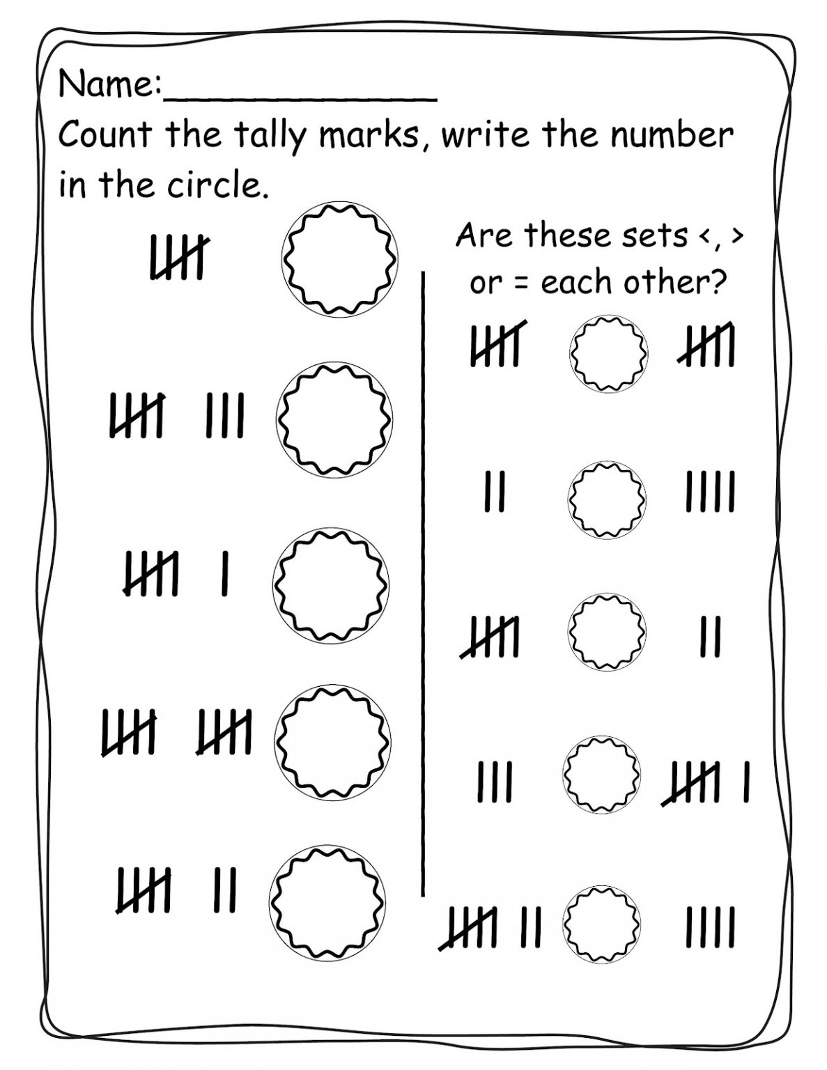 Tally Mark Worksheet for Kindergarten | Learning Printable Tally Mark ...