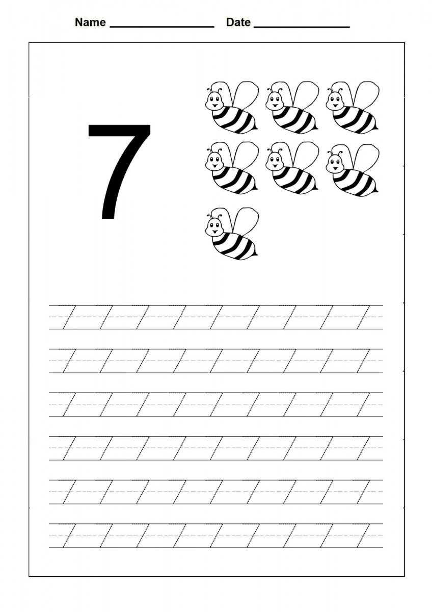 Number 7 Worksheets for Preschoolers and Kindergarten | Learning ...