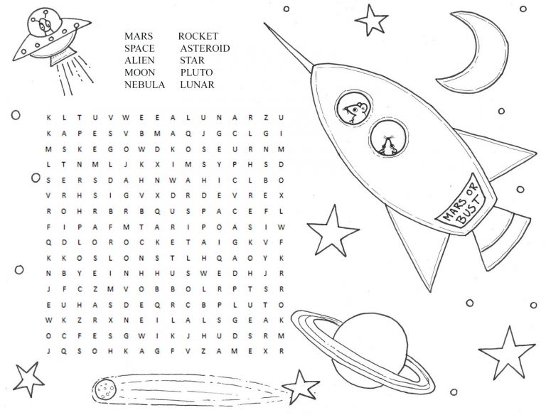 Outer Space Word Search Activity for Kids | Learning Printable Outer ...