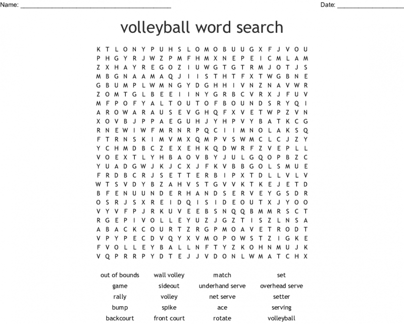 Printable Volleyball Word Search | Learning Printable Printable ...