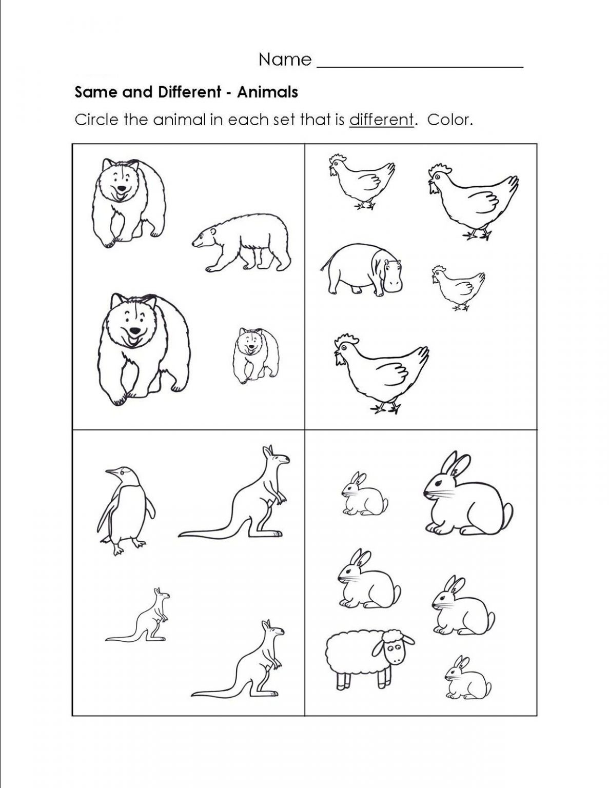 Same or Different Practice Sheets for Kids | Learning Printable Same or ...