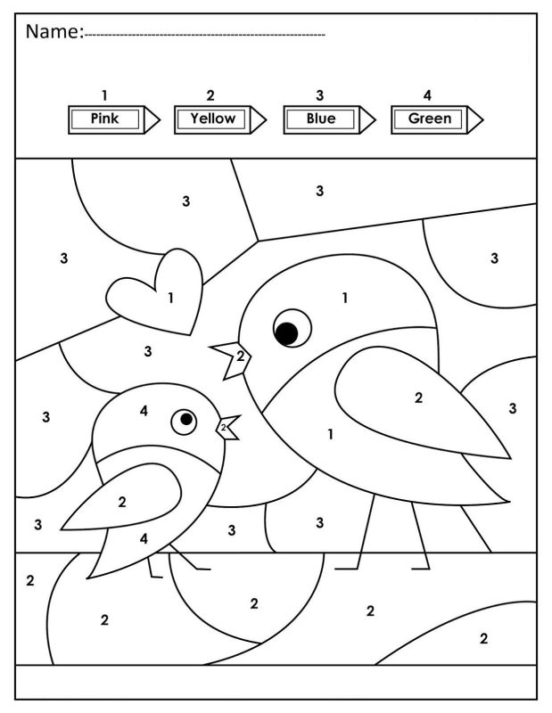 Color by Number Worksheets for Kindergarten | Learning Printable